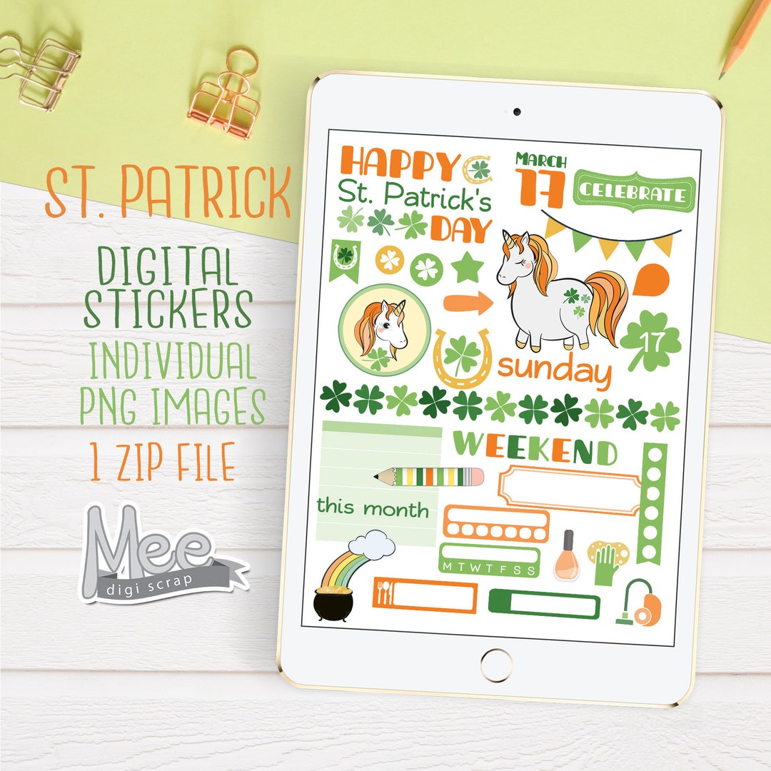 March Digital Stickers,st. Patrick's Planner Stickers for Use With ...