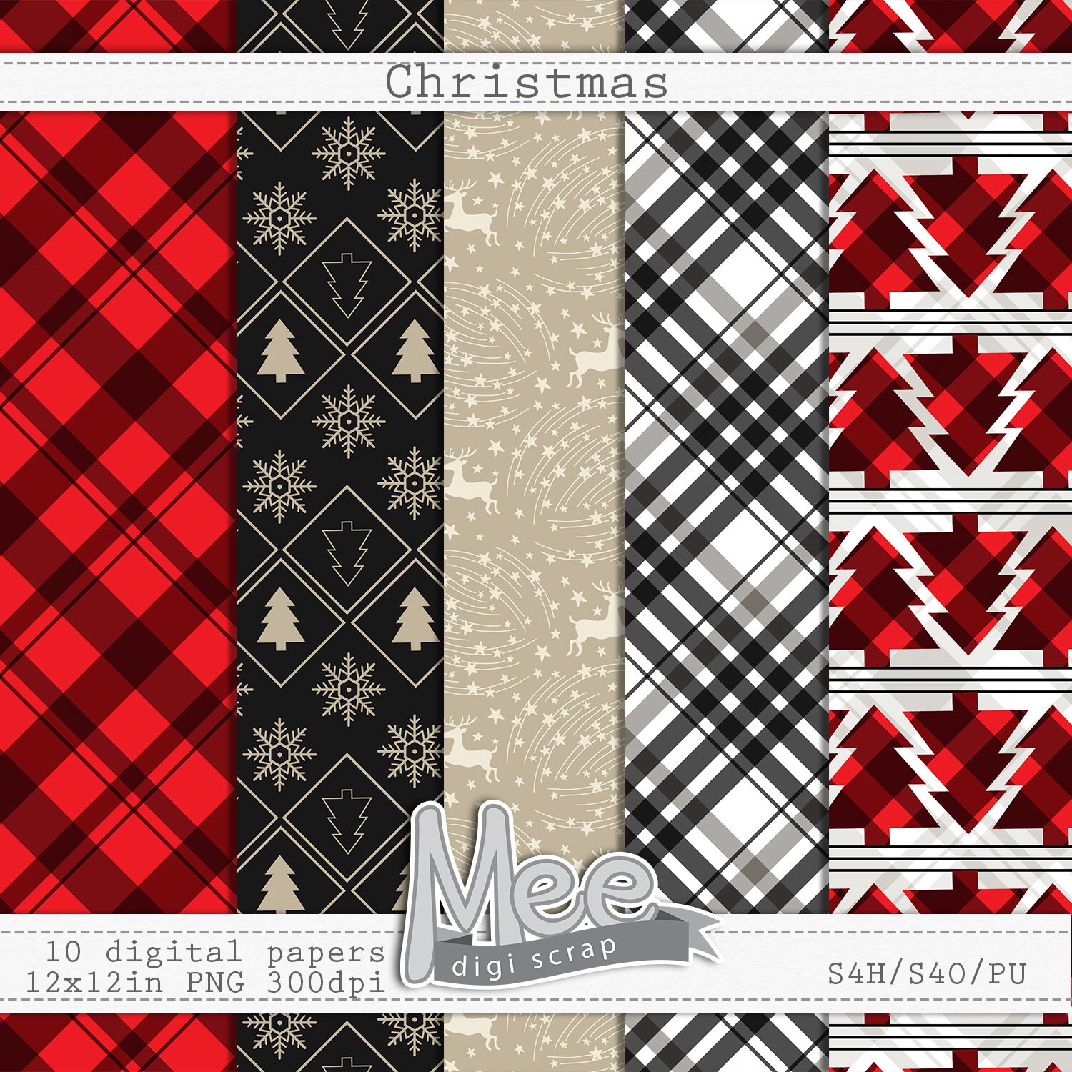 Christmas digital paperBuffalo plaids digital | Etsy