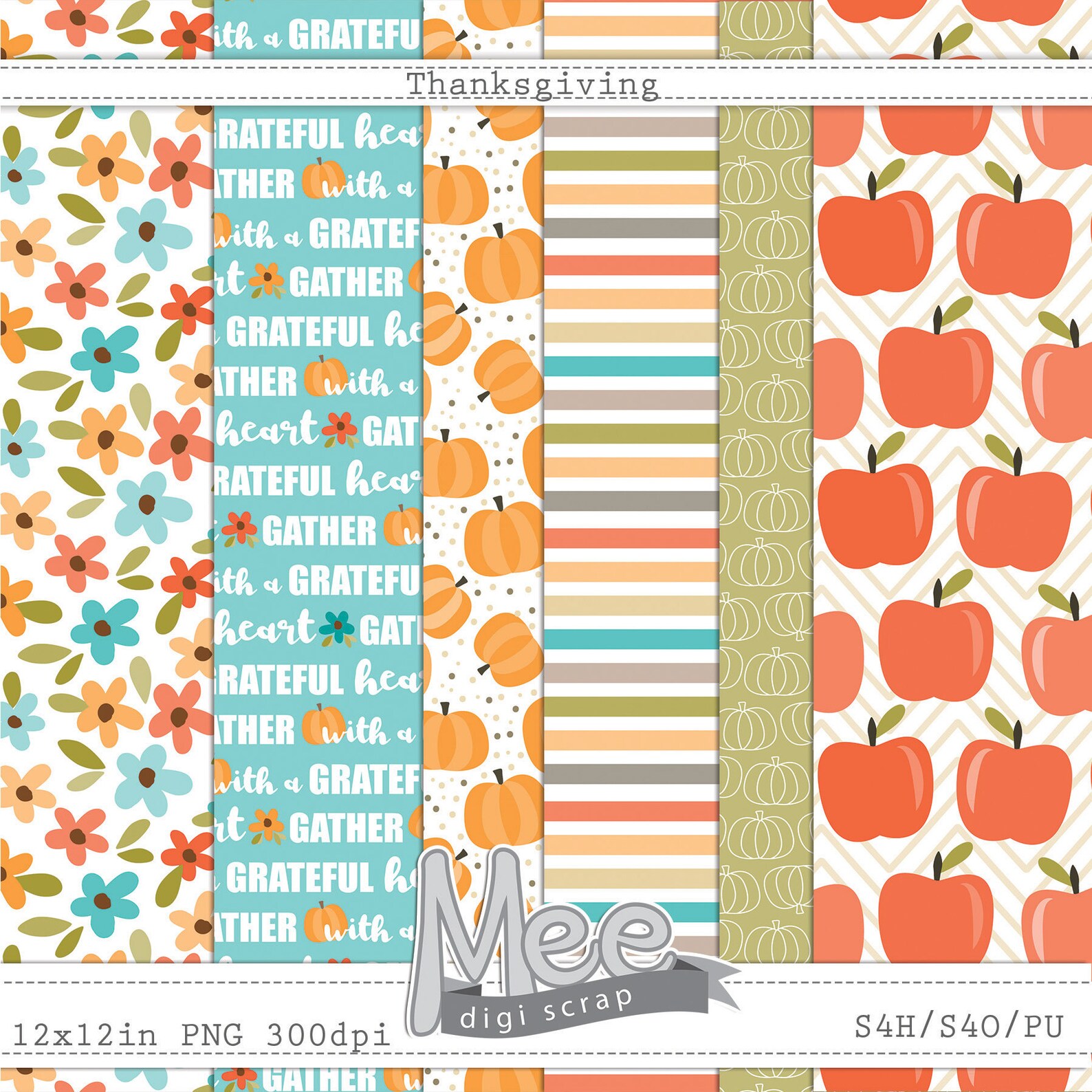 Thanksgiving Digital Papers and Clip Artdigital Scrapbook | Etsy