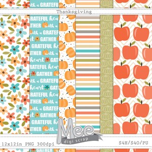 Thanksgiving Digital Papers and Clip Art,digital Scrapbook Kit,fall ...