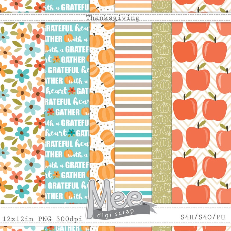 Thanksgiving Digital Paper & Clip Art: Autumn Harvest (digital Download ...