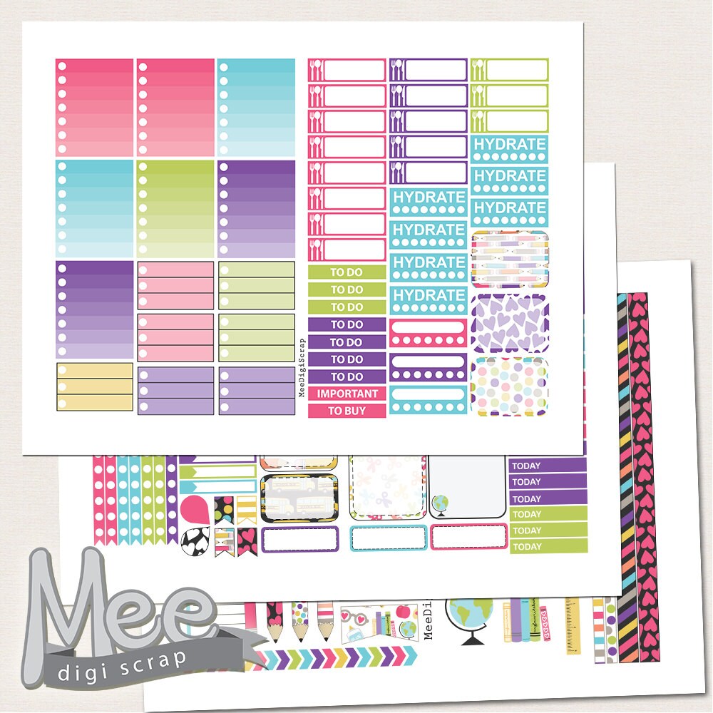 School printable planner stickers for EClpback to school | Etsy