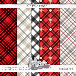 Christmas Digital Paper,buffalo Plaids Digital Papers,scrapbook Digital ...