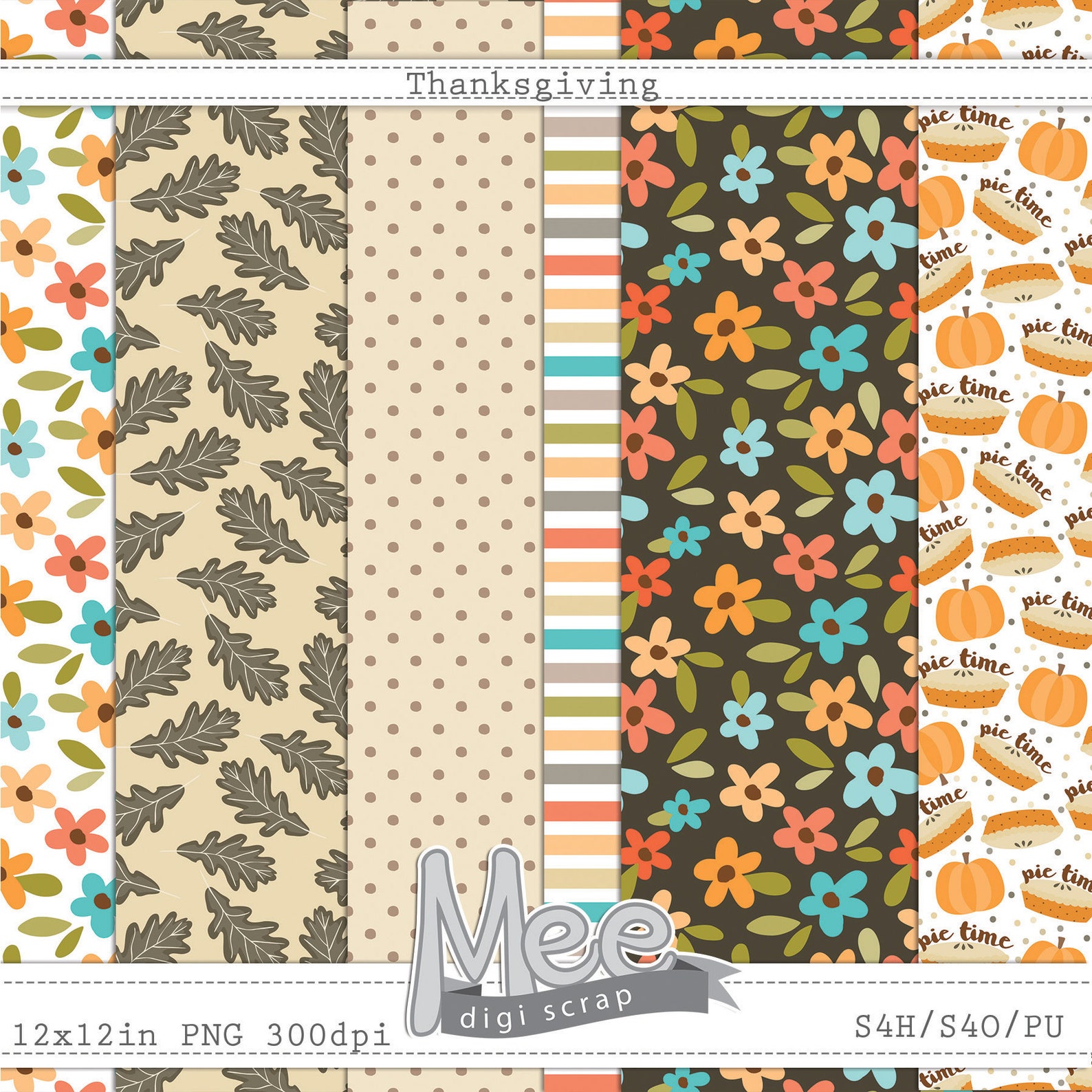 Thanksgiving Digital Papers and Clip Artdigital Scrapbook | Etsy