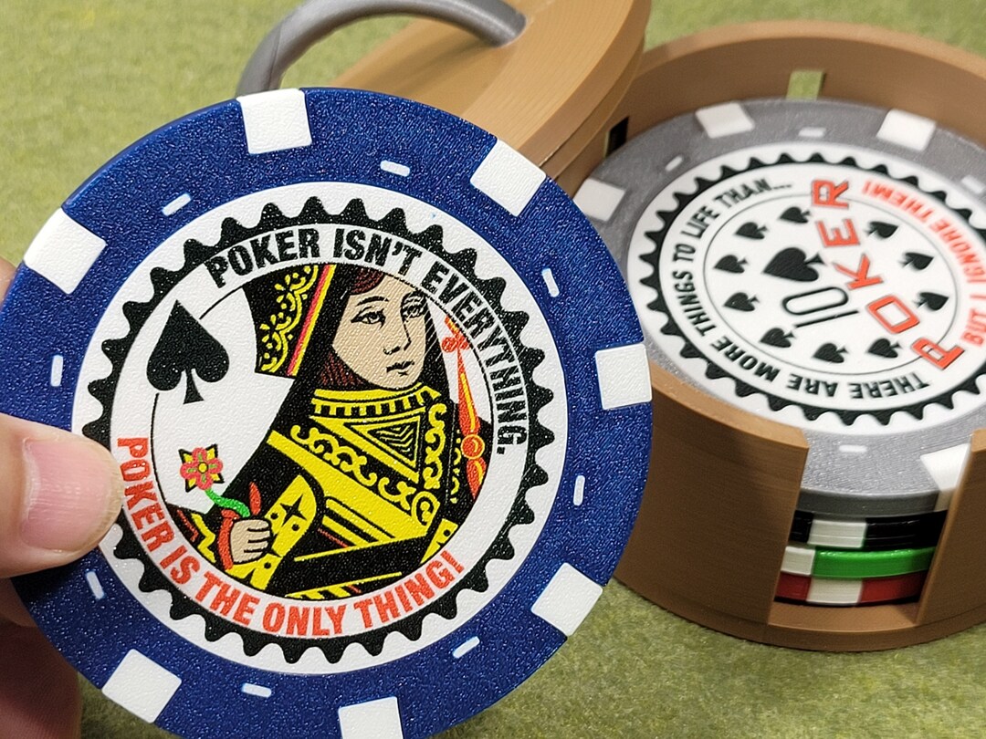 Royal Flush Poker Chip Coasters - Includes 5 Plastic Chips With Various ...