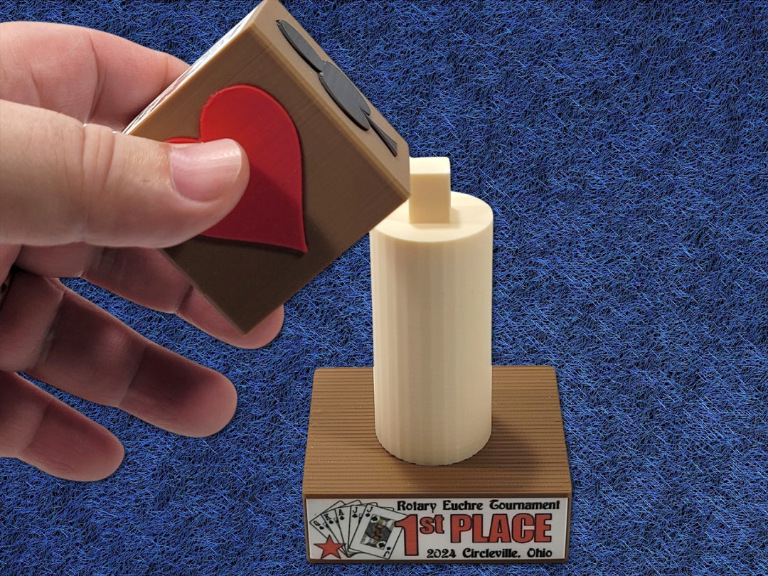 Euchre Trophy and Suited Trump Marker - Personalized Trophy With Suited ...