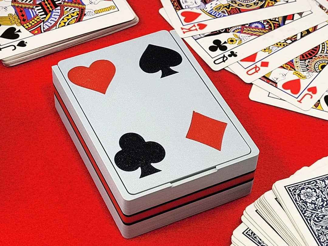 Personalized Playing Card Box Holder With Pips (hearts, Clubs, Diamonds ...