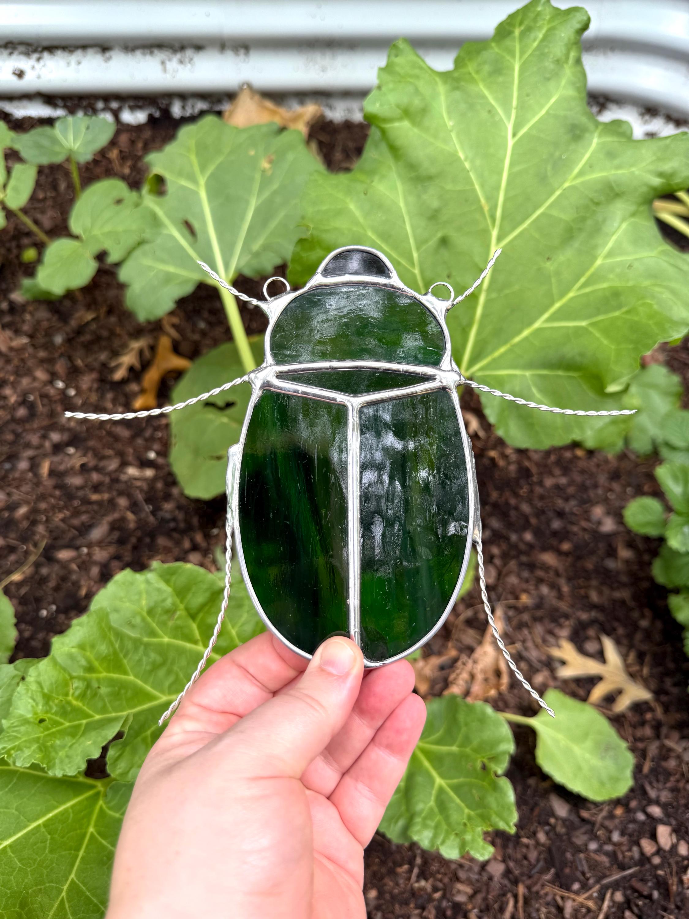 Stained Glass Beetle Suncatcher With Chain for Hanging - Hand Made One ...