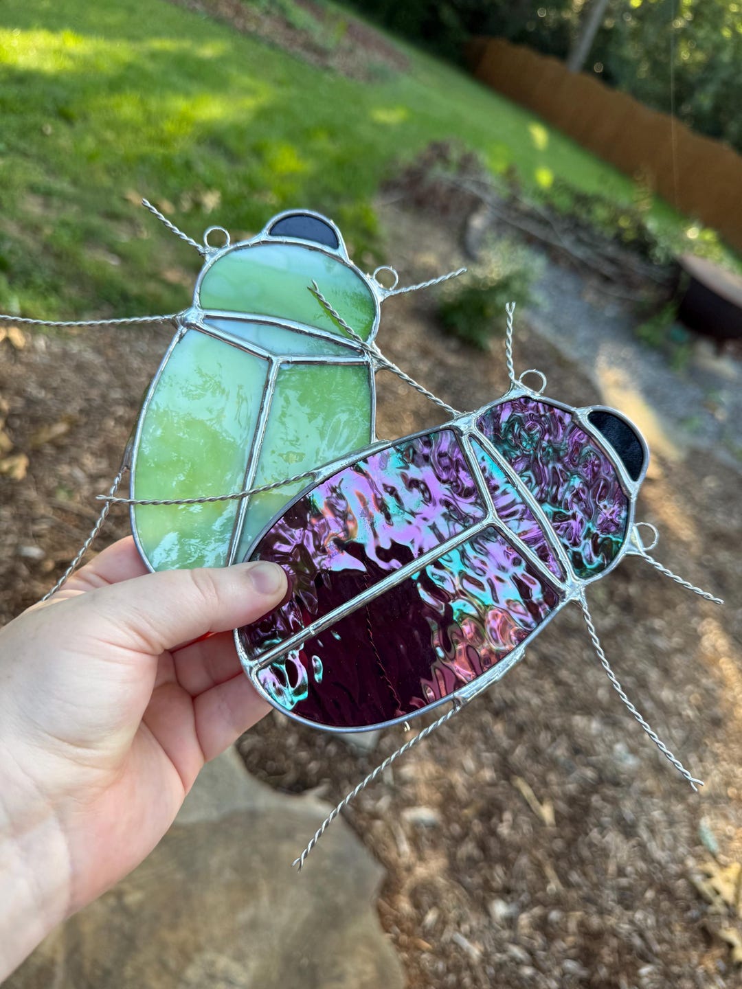 Stained Glass Beetle Suncatcher • Handmade Glass Bug Window Decor ...
