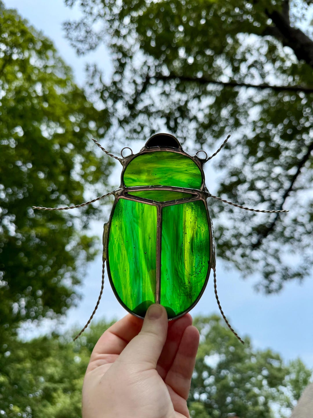 Stained Glass Beetle Suncatcher With Chain for Hanging - Hand Made One ...