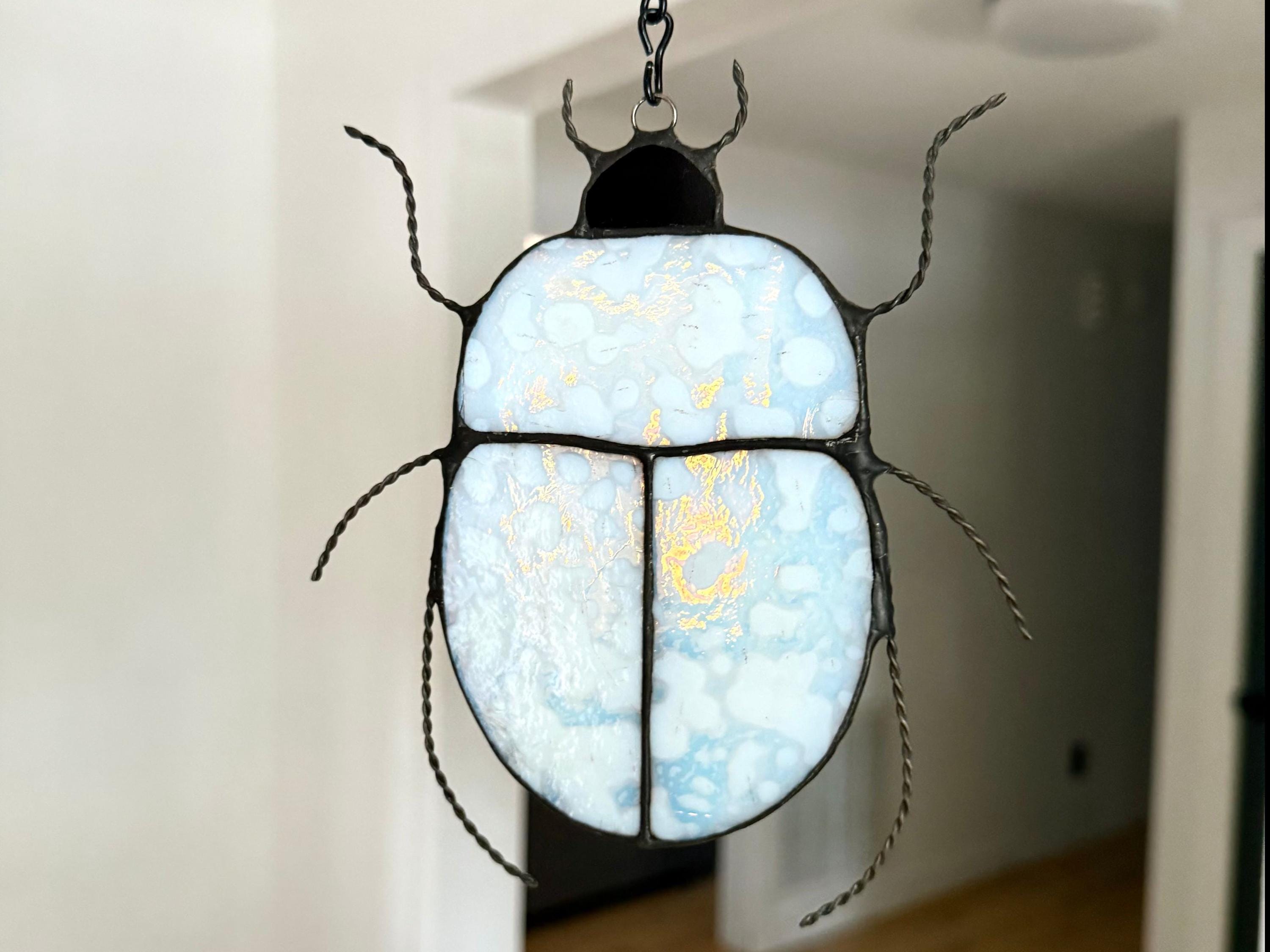 Stained Glass Scarab Beetle Suncatcher With Chain for Hanging - Hand ...