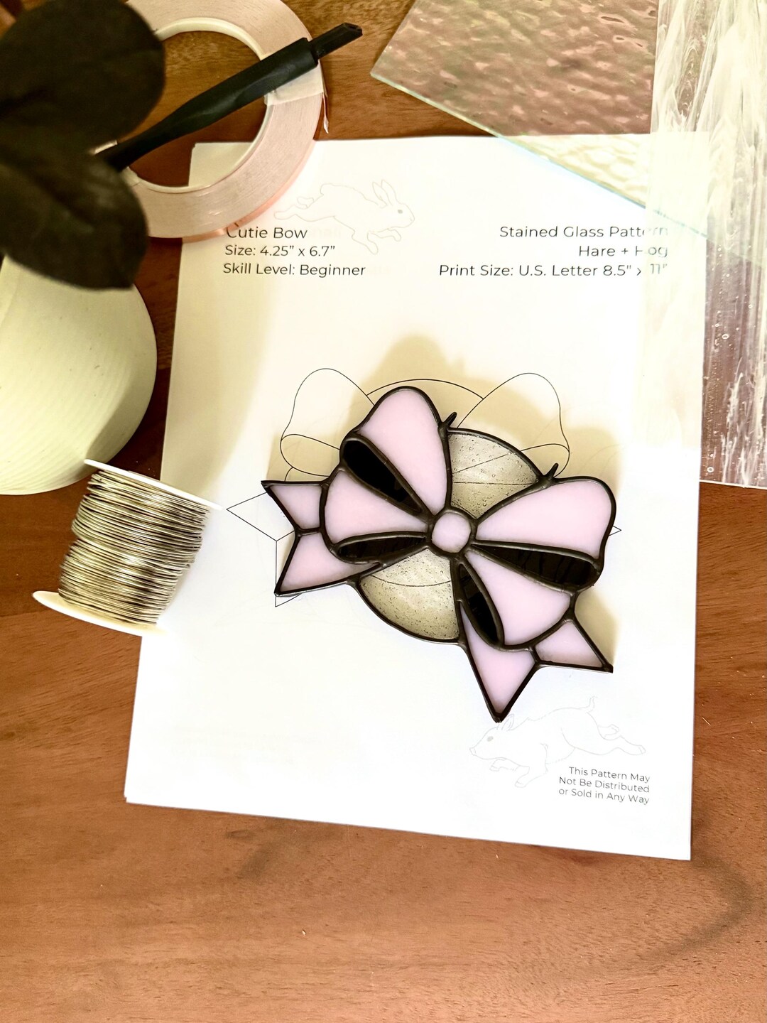 PATTERN - Cute Bow Stained Glass Pattern - Digital Download ...