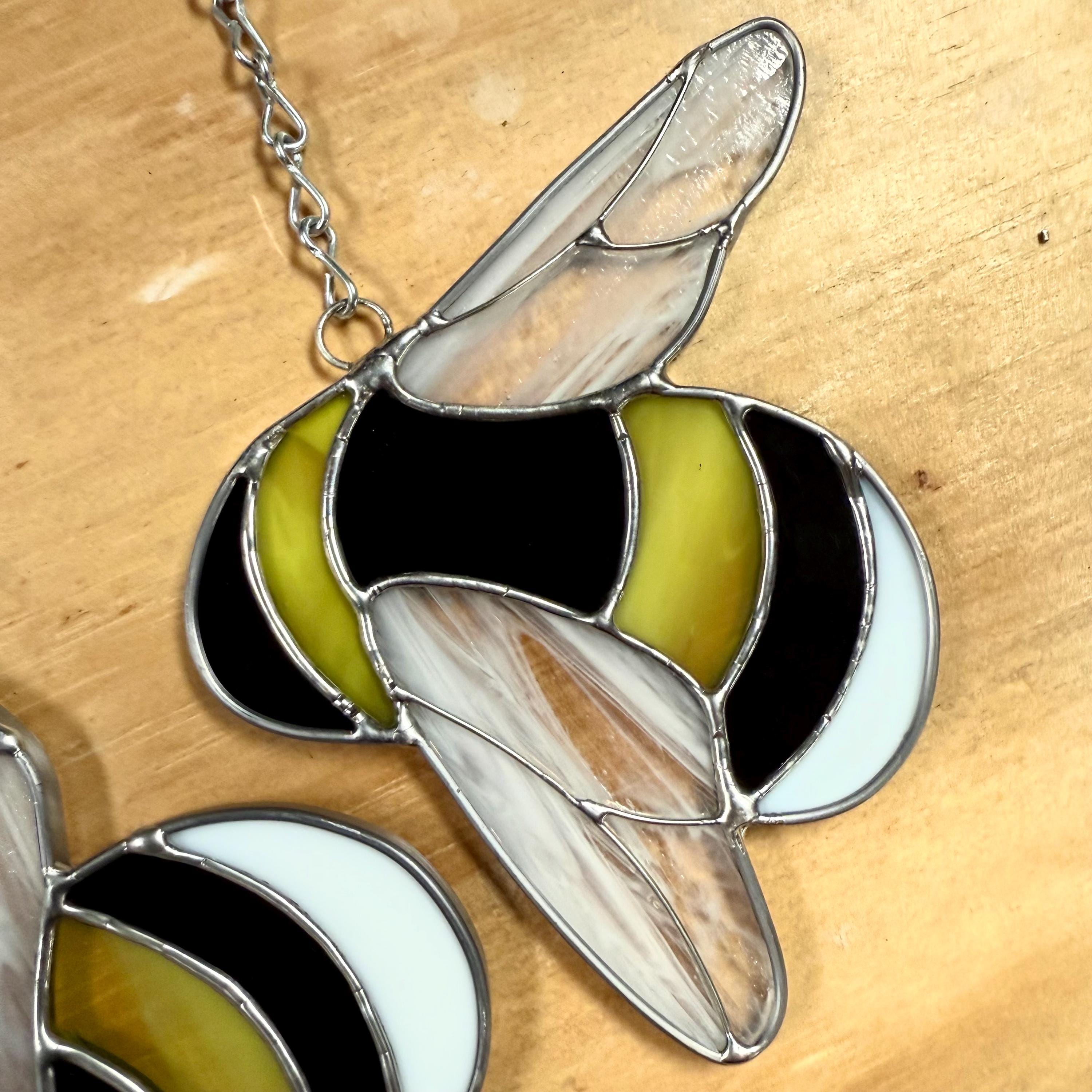 Stained Glass Bumble Bee Suncatcher With Chain for Hanging - Hand Made ...