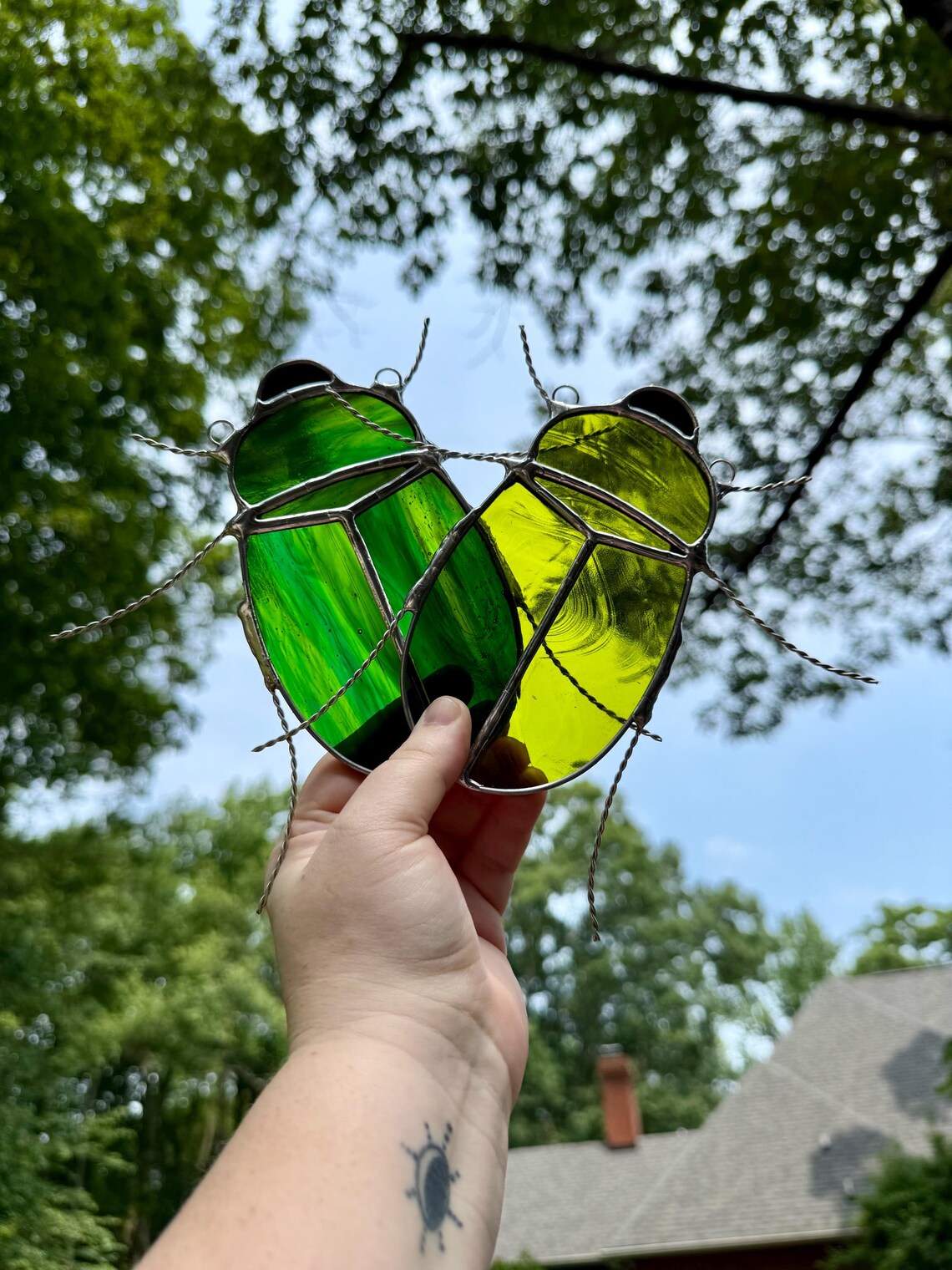 Stained Glass Beetle Suncatcher With Chain for Hanging - Hand Made One ...