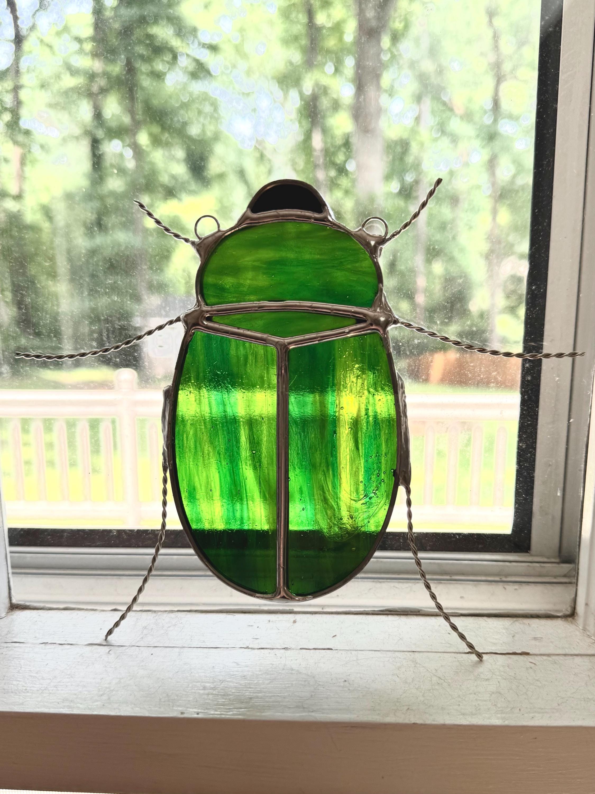 Stained Glass Beetle Suncatcher With Chain for Hanging - Hand Made One ...