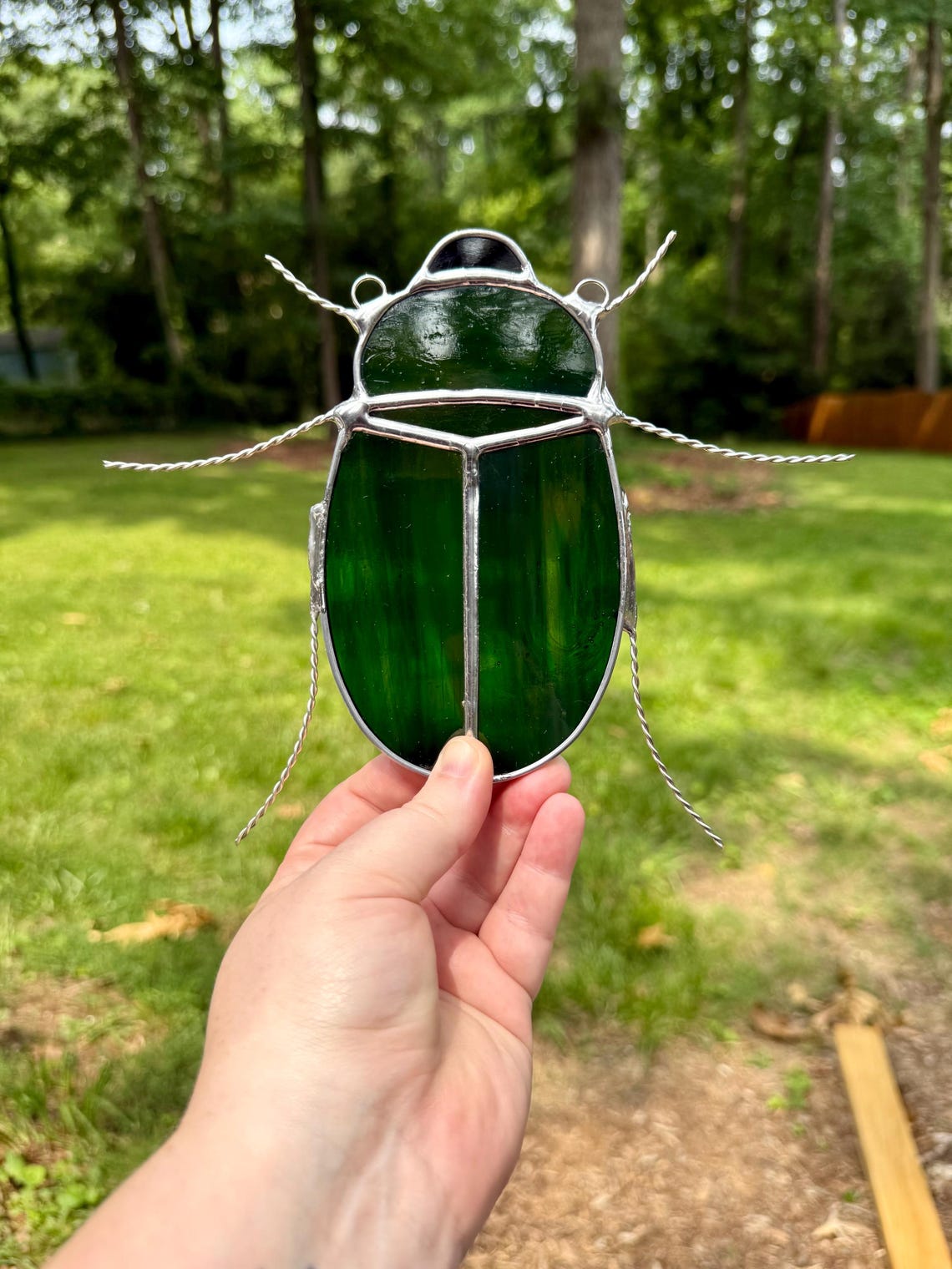 Stained Glass Beetle Suncatcher With Chain for Hanging - Hand Made One ...