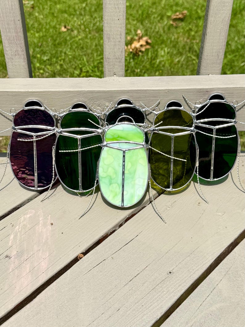 Stained Glass Beetle Suncatcher With Chain for Hanging - Hand Made One ...