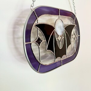 Stained Glass Bat and Moon Suncatcher Window Hanging - MADE TO ORDER ...