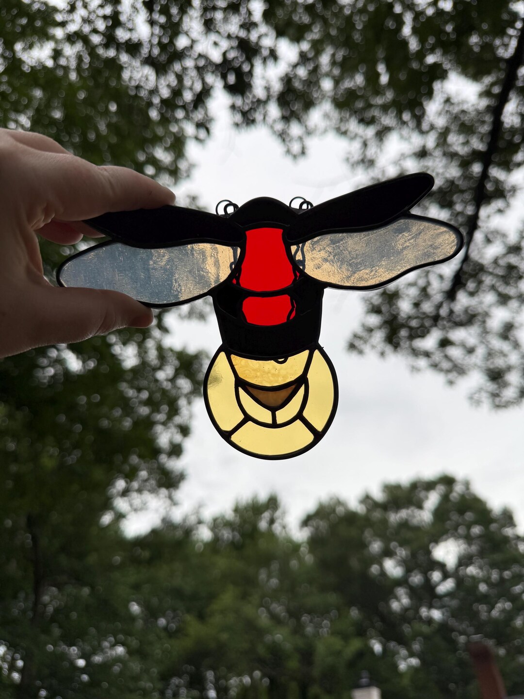 Stained Glass Lightning Bug Suncatcher With Chain for Hanging - Hand ...