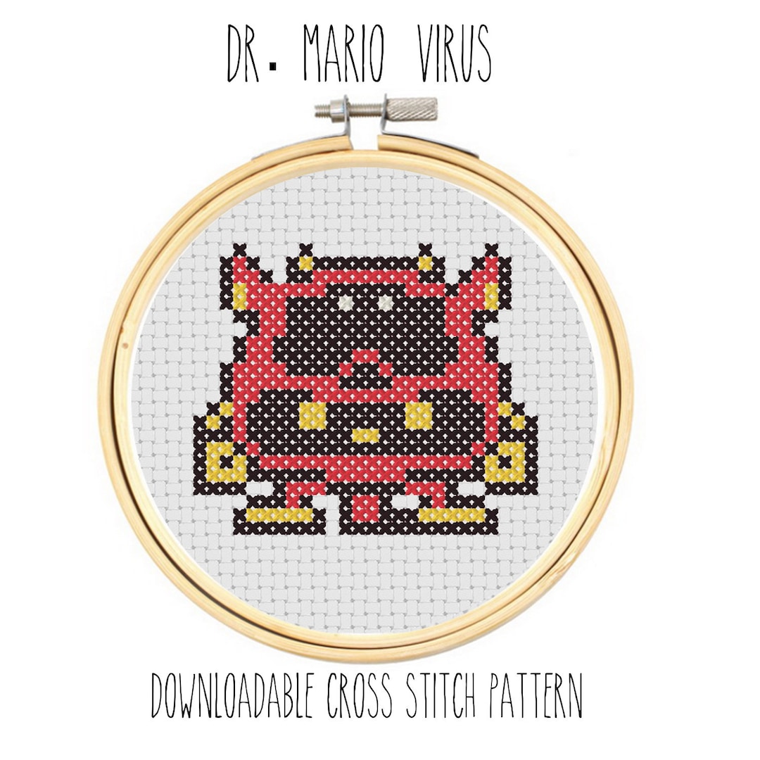 Dr. Mario Red Virus Downloadable Cross Stitch Pattern PDF File - Etsy