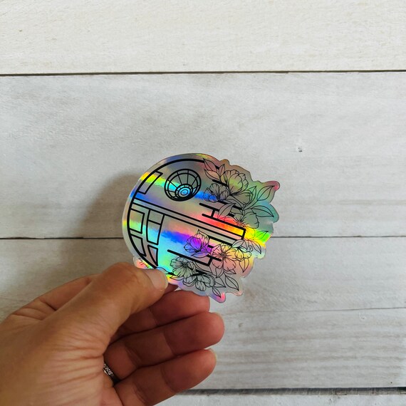Holographic Hand-drawn Floral Death Star Sticker - Etsy