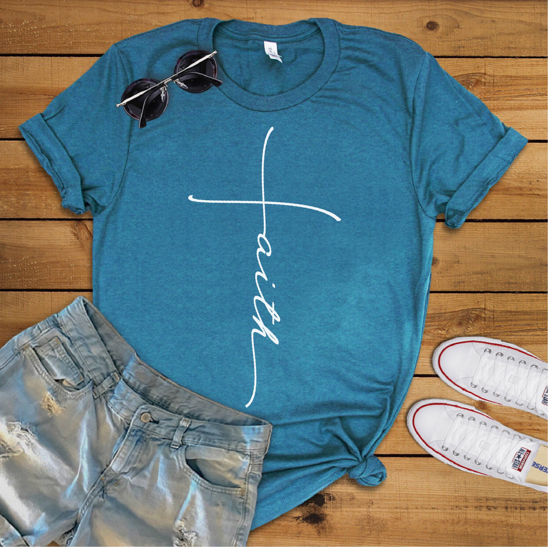 Faith Cross Short Sleeve T Shirt Cross T Shirt Christian Etsy
