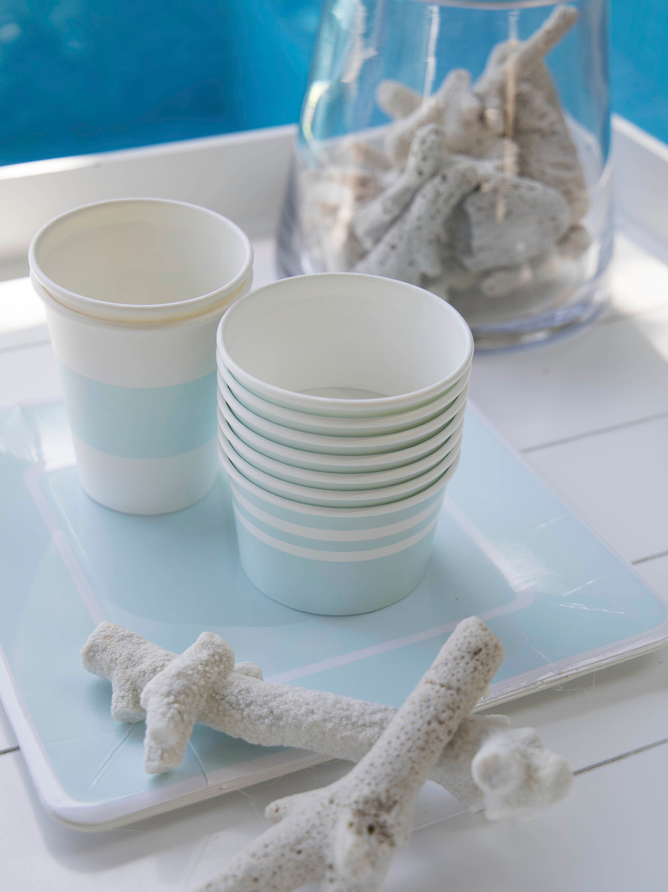 Light Blue Striped Ice Cream Cups Set of 8 Light Blue Ice | Etsy