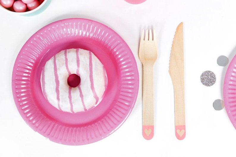 Pink Heart Wooden Cutlery Set of 18 Wooden Cutlery Pieces | Etsy