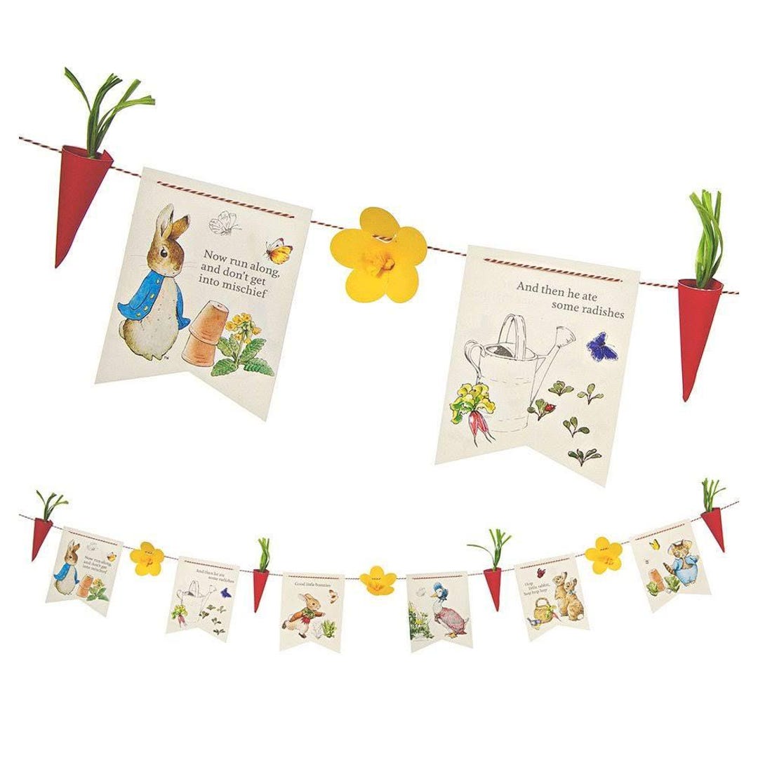 Peter Rabbit Garland, Includes 6 Flag Pennants, 3 Flower Pennants, 4 ...