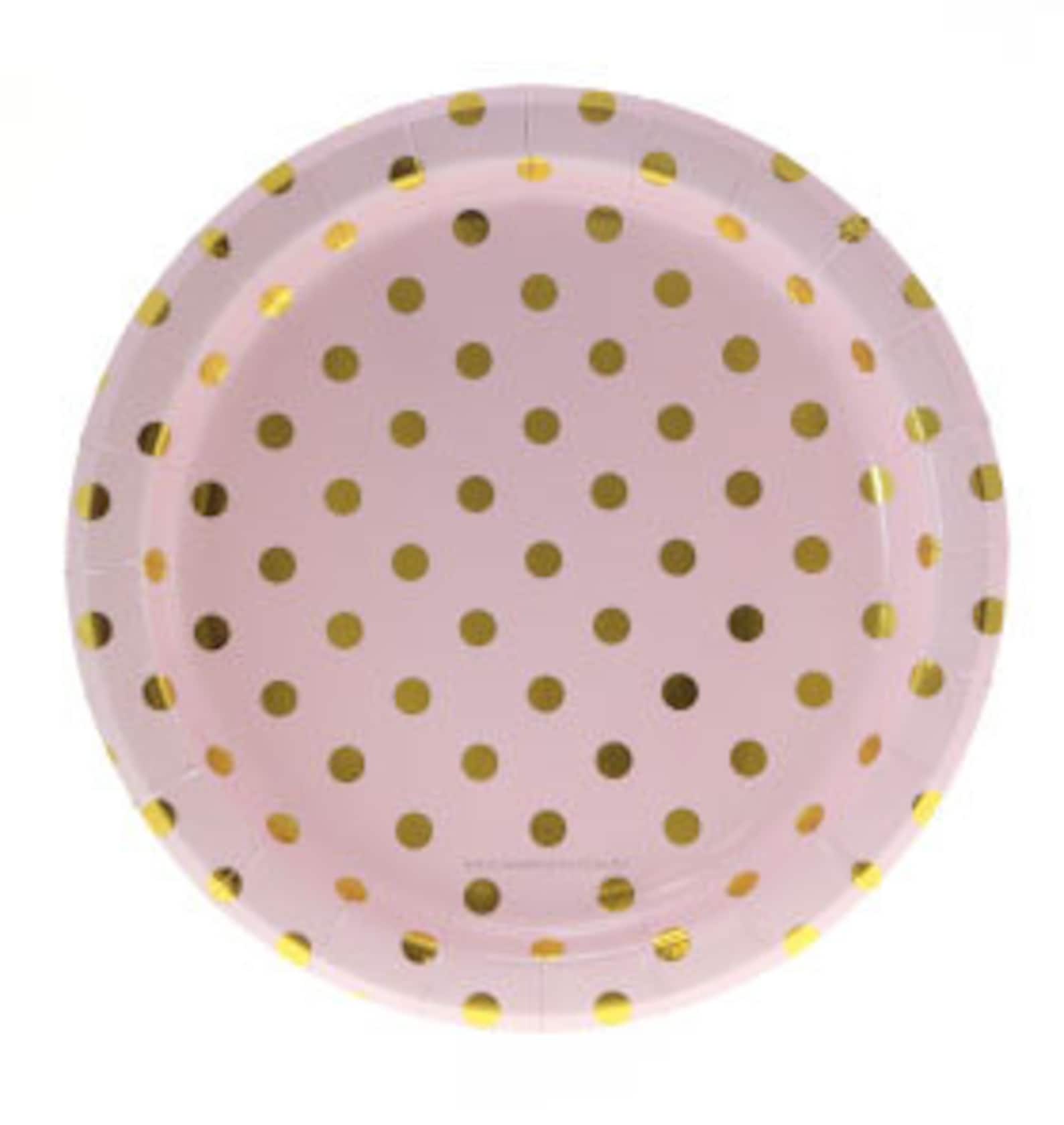 Pink Party Plates With Gold Polka Dots Set of 12 Pink and - Etsy