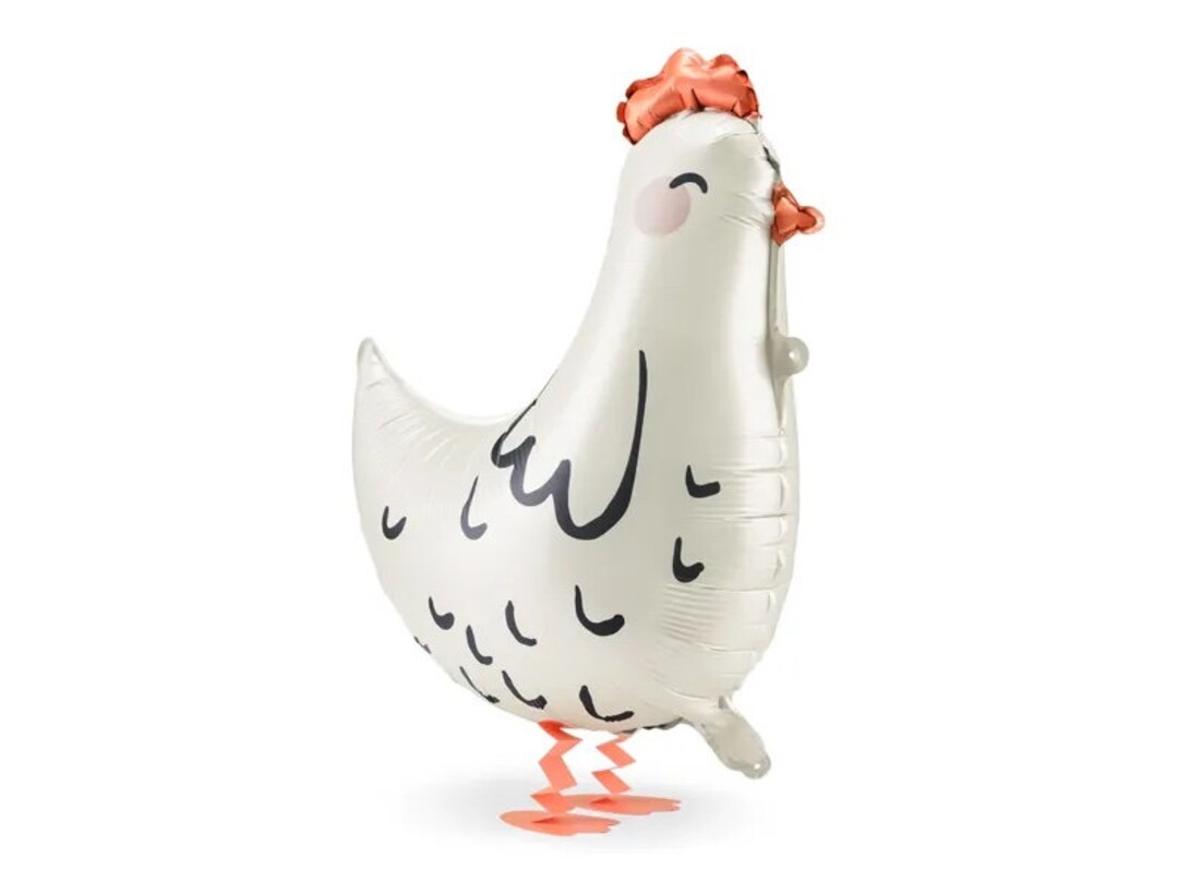 Standing White Chicken Balloon, 17" Tall White Hen Mylar Balloon, Self ...