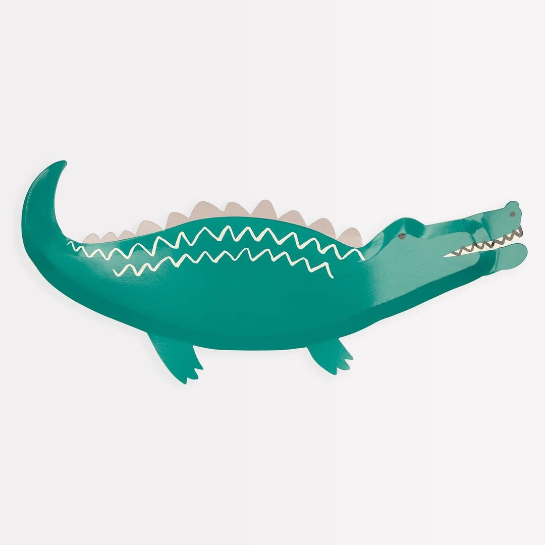 Crocodile Paper Plates, Set of 8 Die-cut Crocodile Party Plates, Fun ...