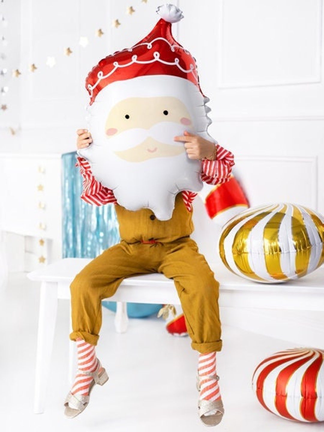 Giant Santa Balloon, Jumbo Glossy Santa Foil Balloon, Adorable ...