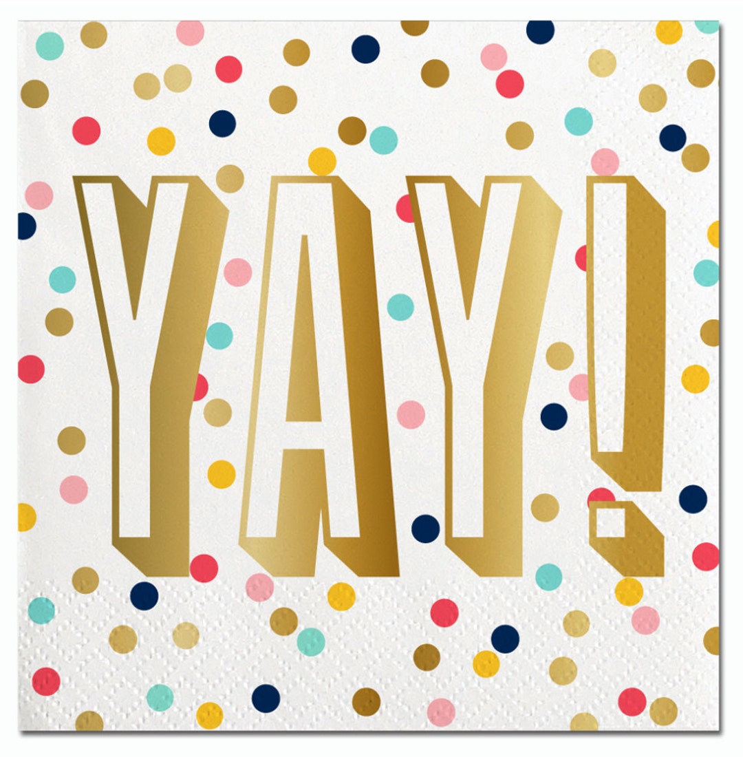YAY! Cocktail Napkins With Gold Foil, Set of 20 Polka Dot Napkins With ...