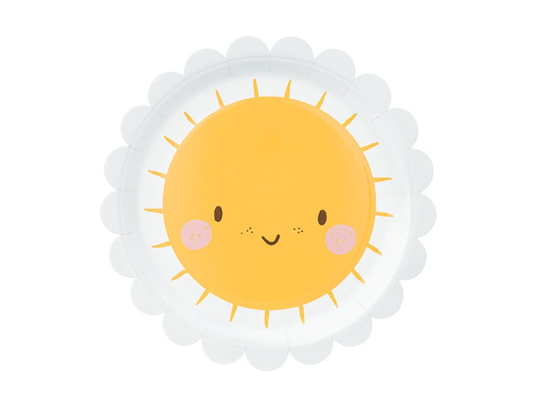 Sun Plates, Set of 6 Sun Paper Plates Plates, Adorable Plates for a ...