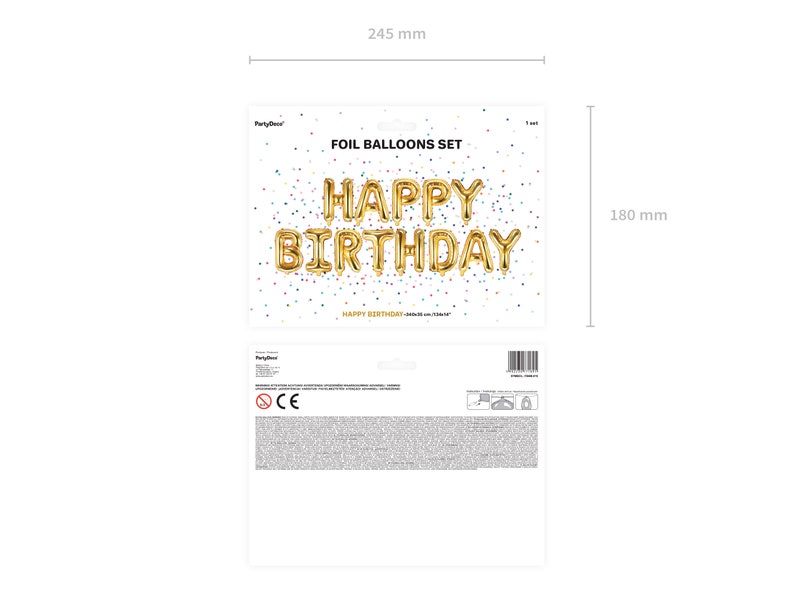 Gold Happy Birthday Balloon Letters With 14" Balloons, Birthday Ballon ...