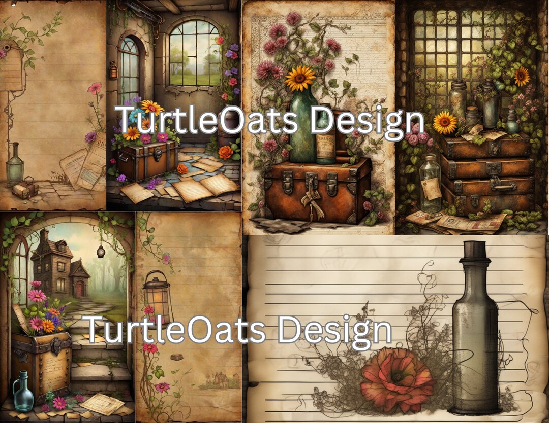 Notecard Book Journal Card Glass Wood Ephemera Coffee Tea Vintage ...