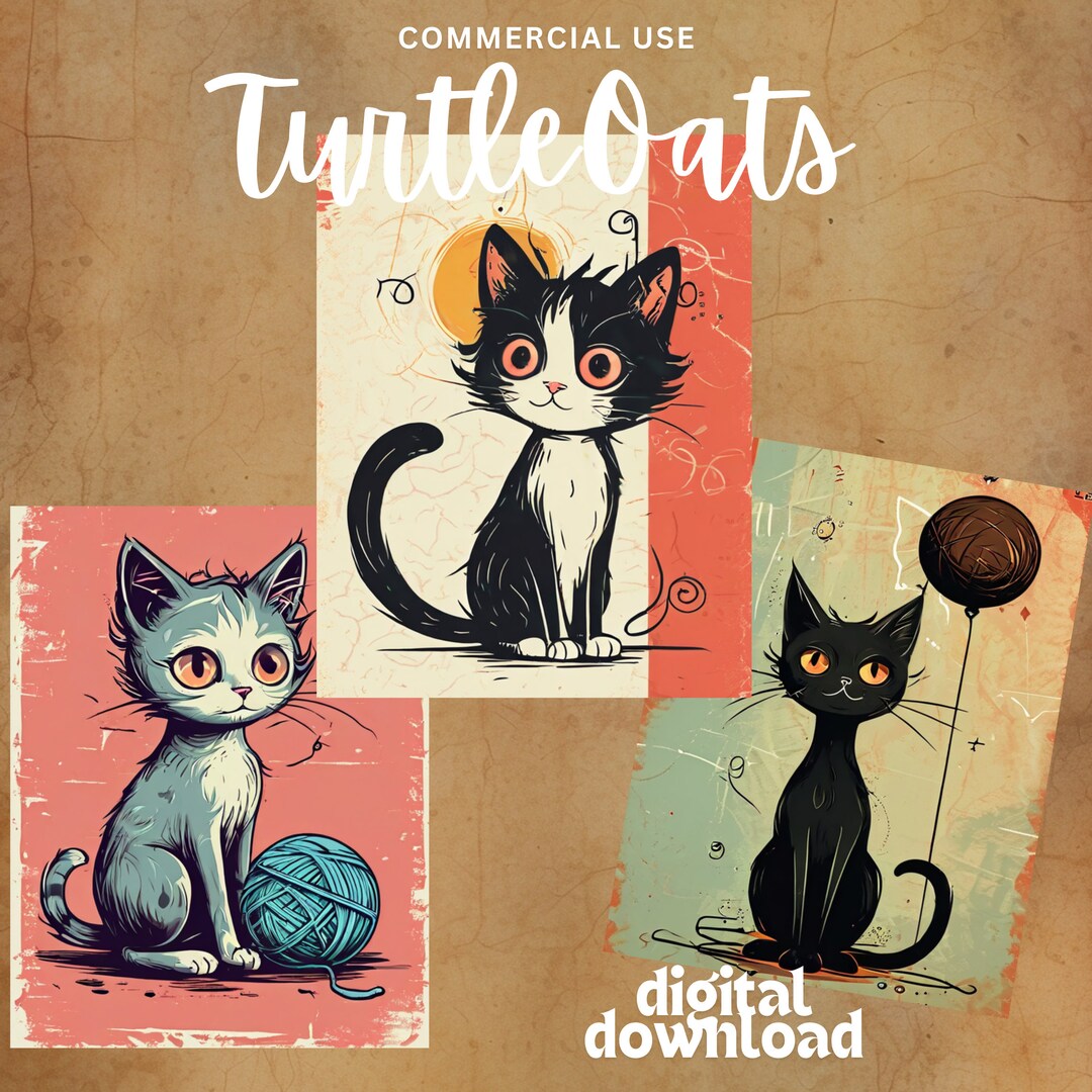 Wacky Kitties, Kitty Cats, Portrait Size, Digital Download - Etsy
