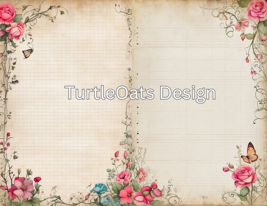 Whimsical Flowers, Graph, Lined Pages Digitals - Etsy