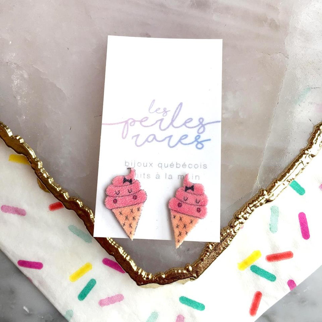 Collaboration With Rare Pearls Pink Cone Earrings, on Stud, Stainless ...