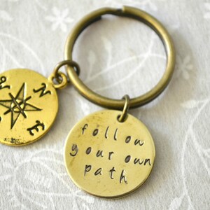 Compass Keychain, Brass Keychain, Inspire Keychain, Unique Keychain ...