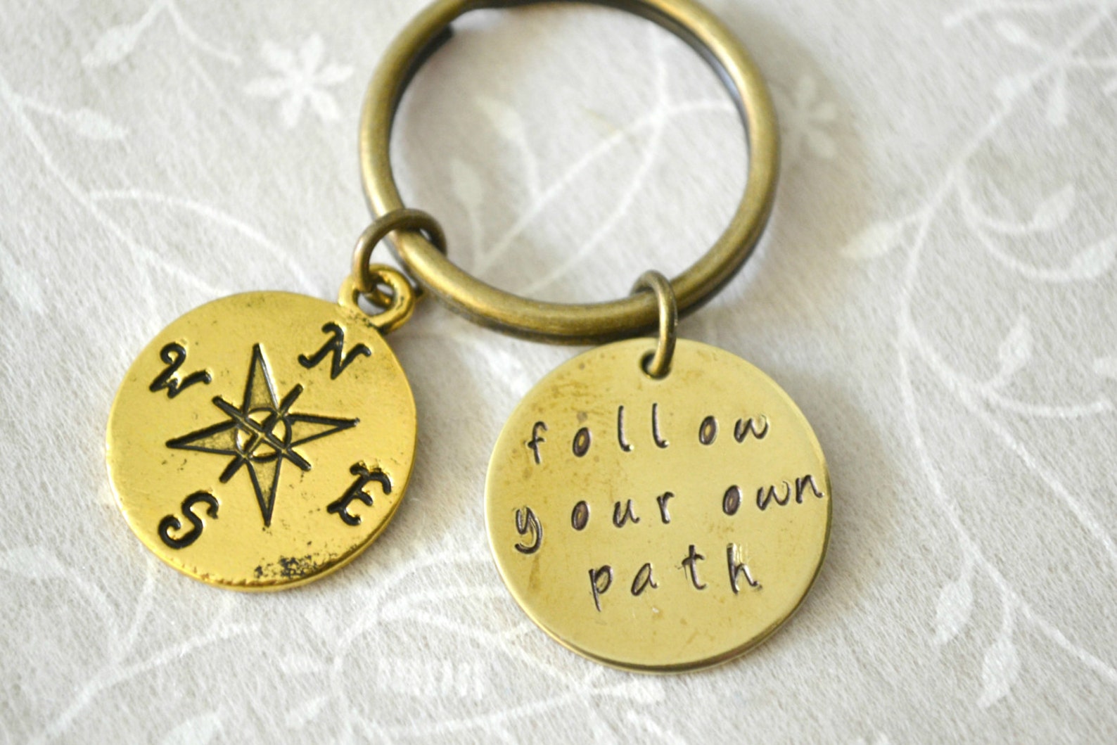 Compass Keychain, Brass Keychain, Inspire Keychain, Unique Keychain ...