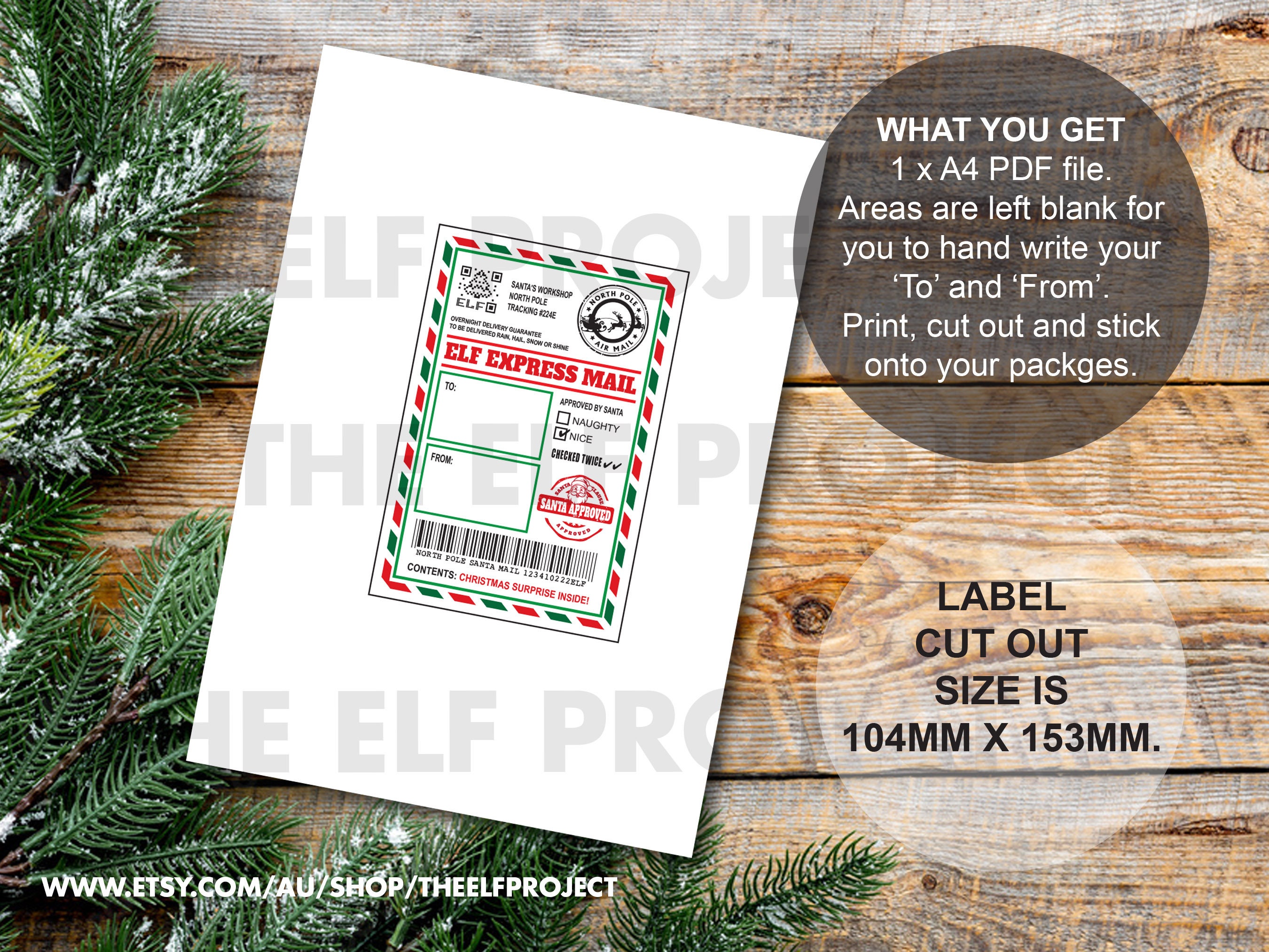 Santa Postage Label / Elf Postage Label / Christmas Package Label - Etsy
