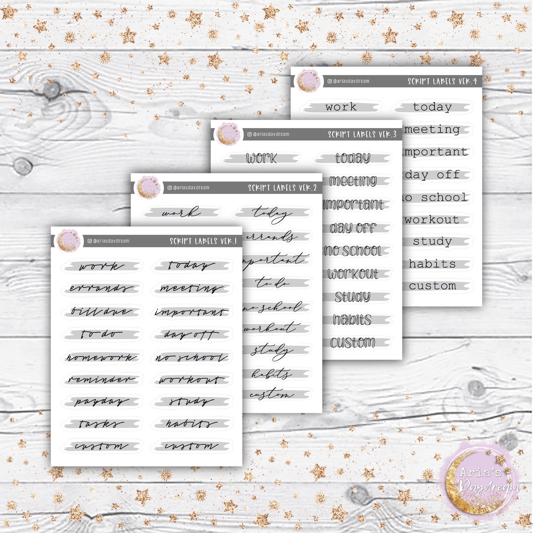 Large Custom Script Label Headers With Brushstroke Choose Your Own ...