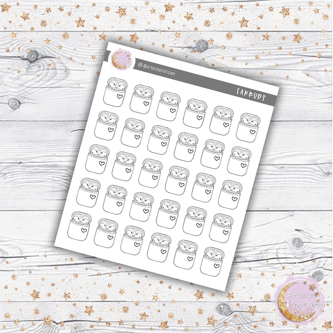 Earbuds Doodle Stickers - Perfect for Any Planner System! - Etsy