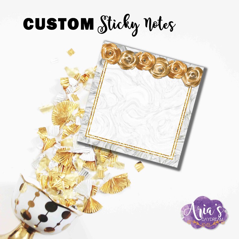 Custom 3x3 Sticky Notes Classic Marbled Black and White - Etsy