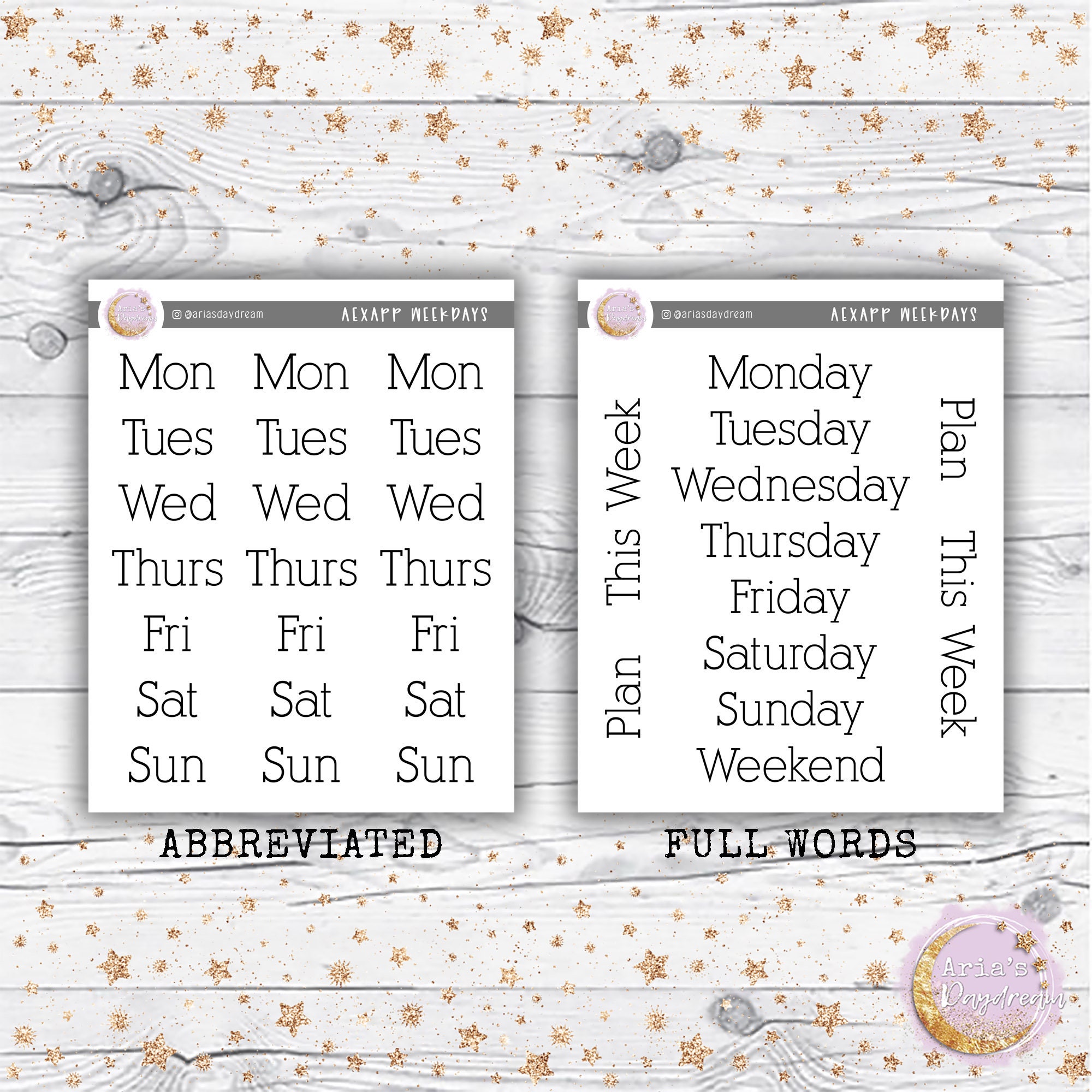 Aexapp Simple Font Weekday Label Stickers - Etsy