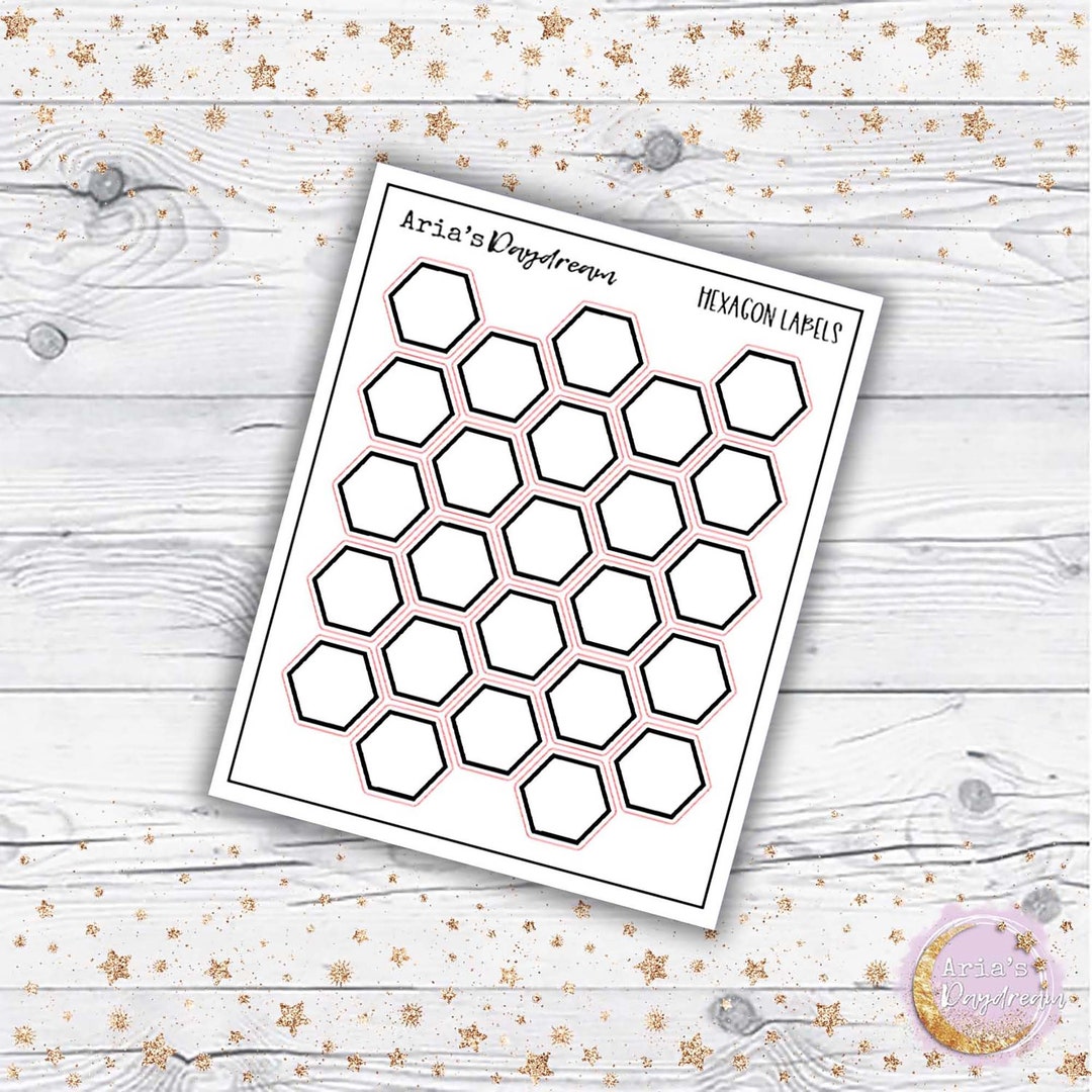 FOILED Hexagonal Hexagon Label Stickers With Watercolor - Etsy