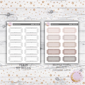 Simple Movie Ticket Stickers - Choose From Custom Color Palettes - Etsy