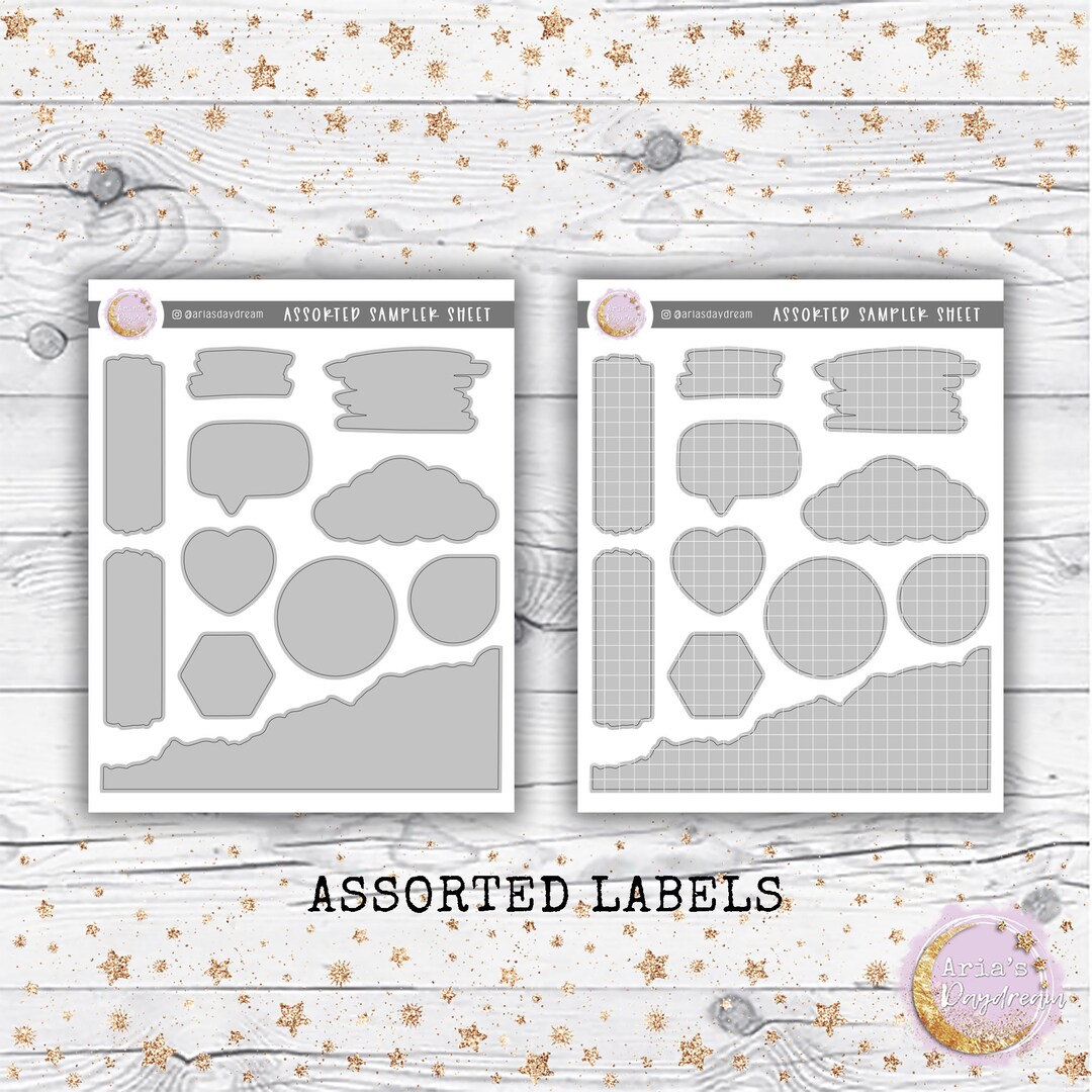 Minimalist Assorted Functionals Sticker Sheet With Grid - Choose Your ...